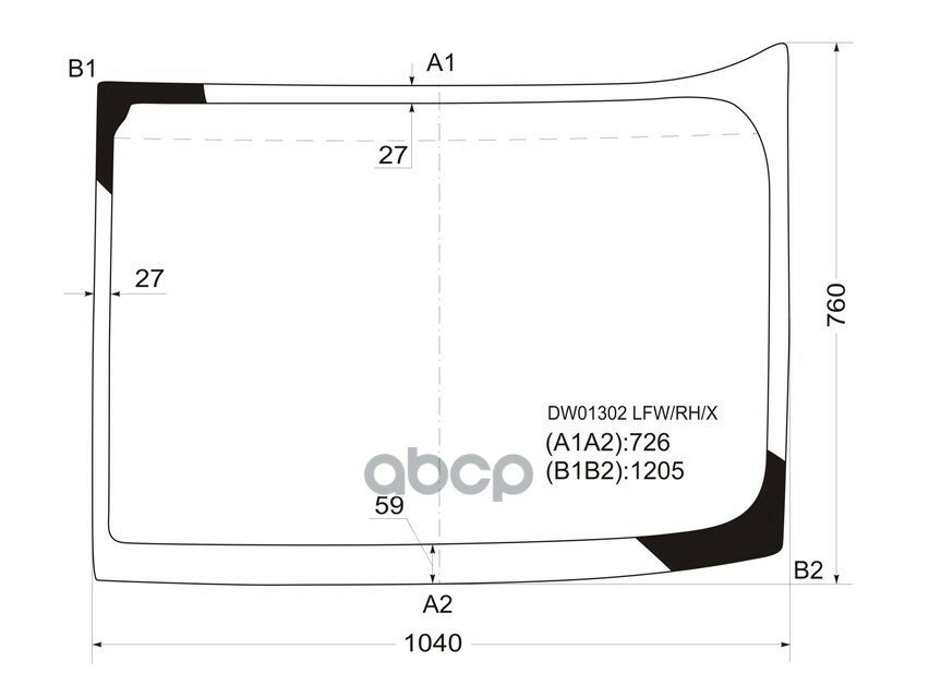 Стекло лобовое (Правое) Freightliner Century Class 97- / Columbia 97- XYG арт. DW01302 LFW/RH/X