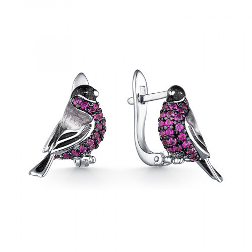 Серьги, серебро, 925 проба, родирование, фианит