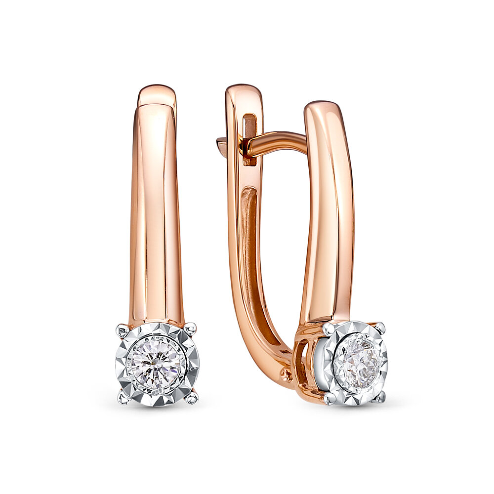 Серьги, золото, 585 проба, бриллиант