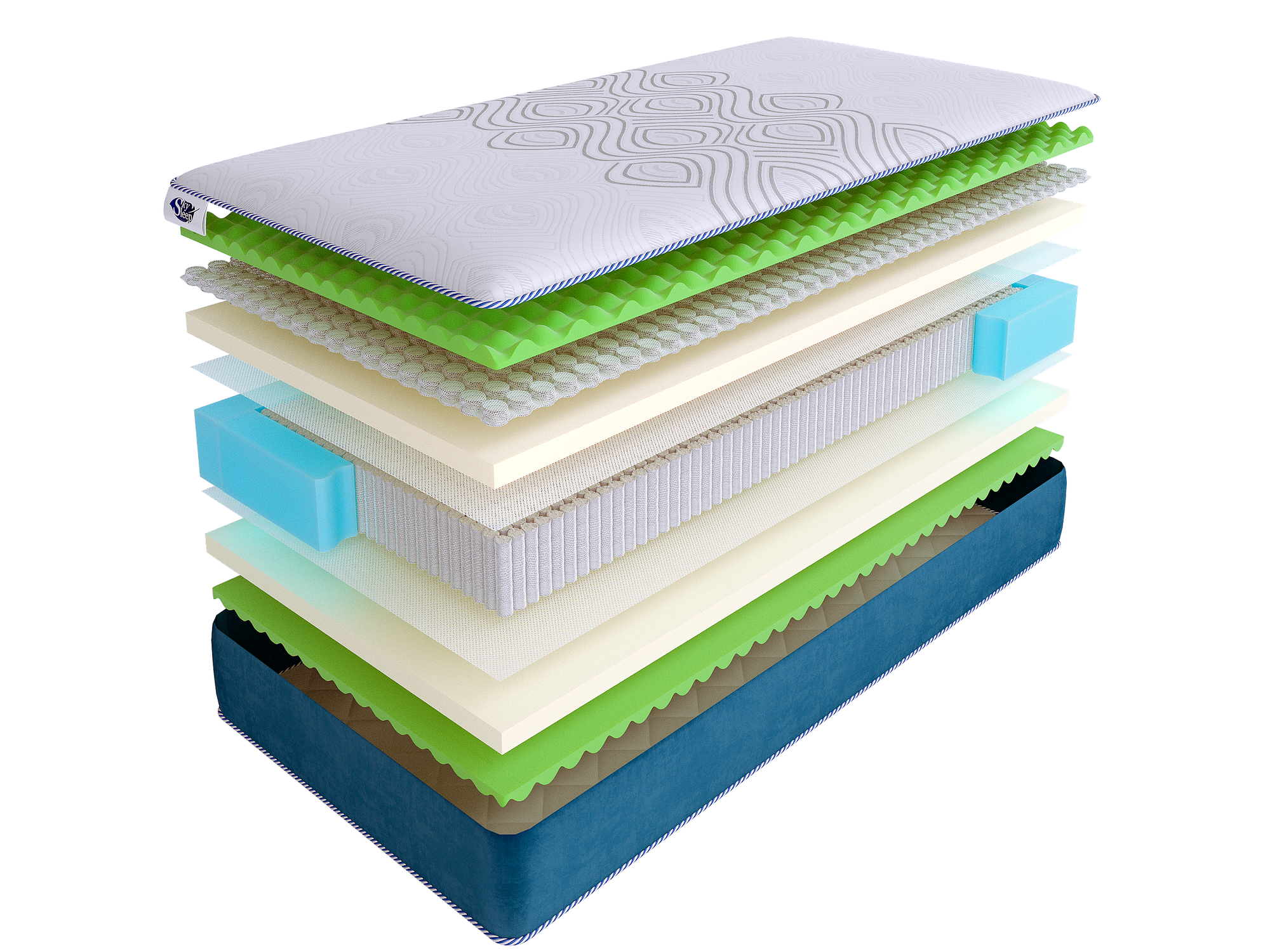 Ортопедический матрас с эксклюзивным высоким уровнем комфорта SkySleep SUPREME NANO Ergo S2000 на кровать 75x186