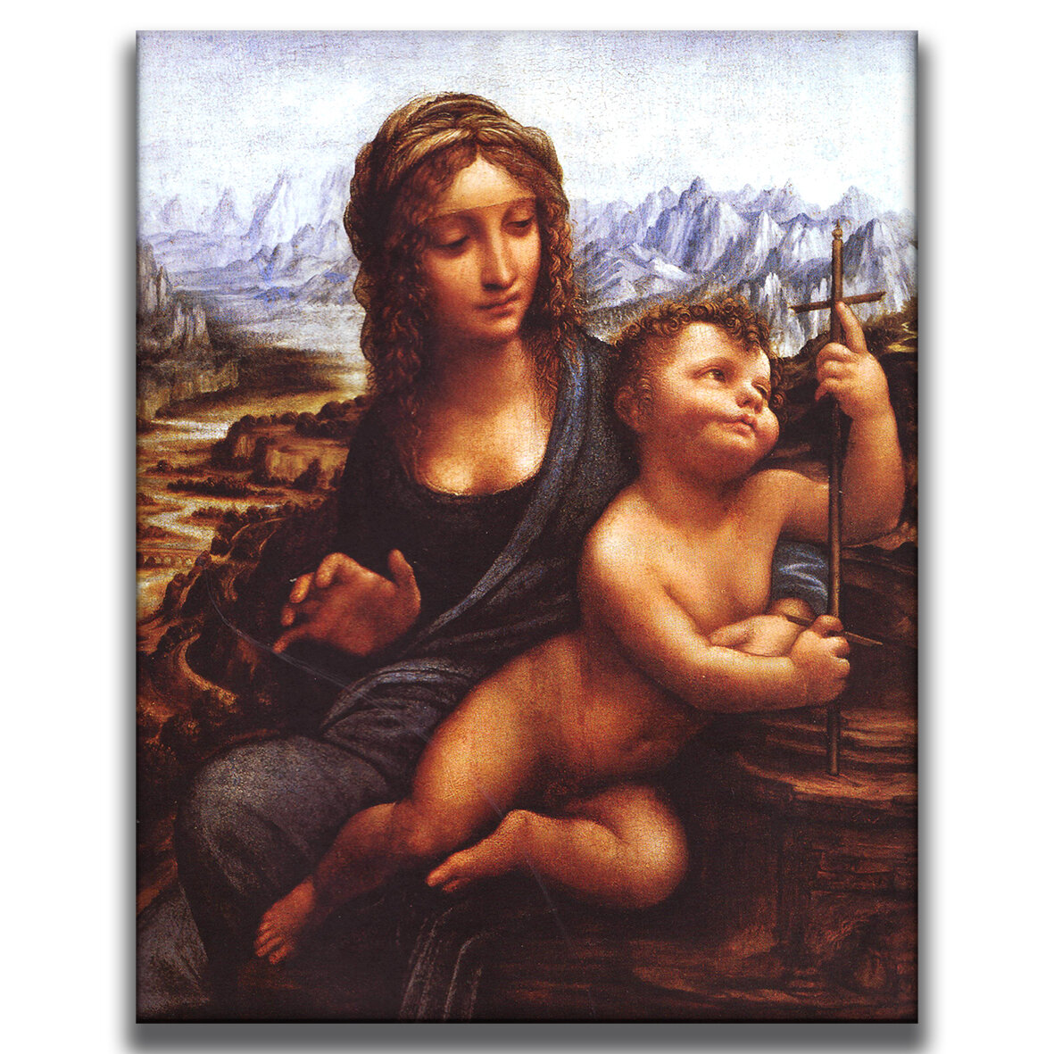 Картина для интерьера на холсте Леонардо да Винчи «Мадонна с веретеном» 50х63, холст натянут на подрамник