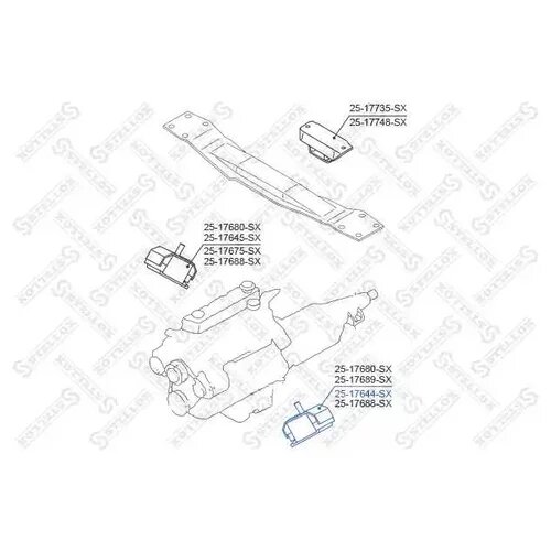 Подушка двигателя правая NISSAN TERRANO II R20 1993-2006, 2517644SX STELLOX 25-17644-SX