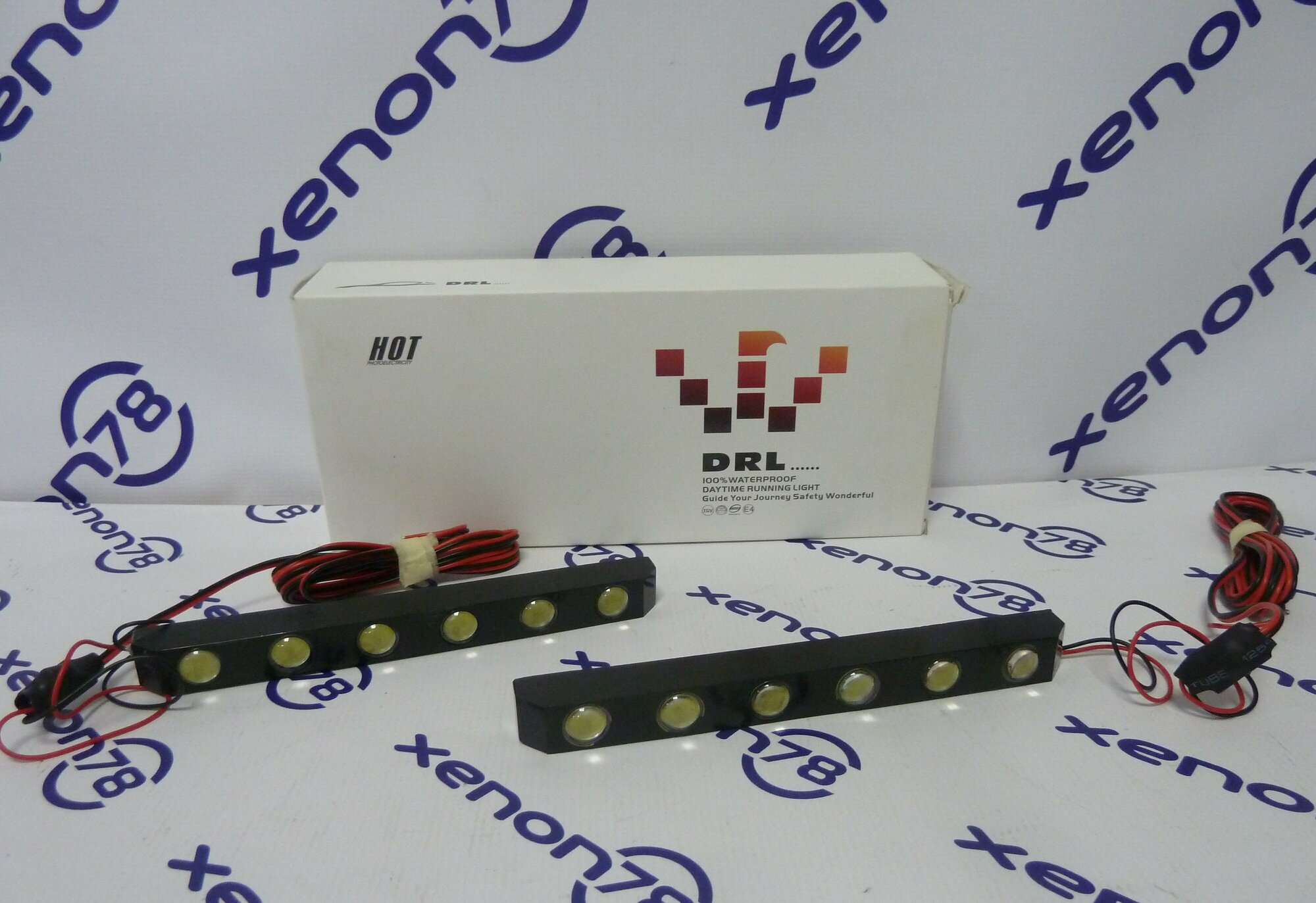 Светодиодные дневные ходовые огни DRL 6 (HP) 5W 5000K black накладные (160x15x15 мм) 12V - 2 шт.