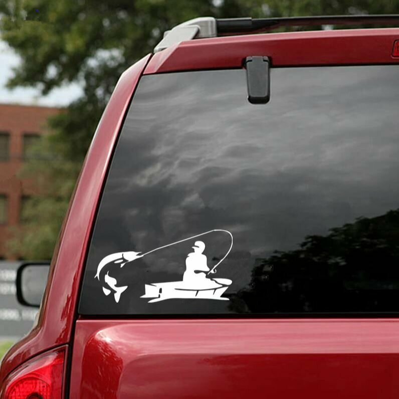 Наклейка на авто "Рыбак", 10х30 см