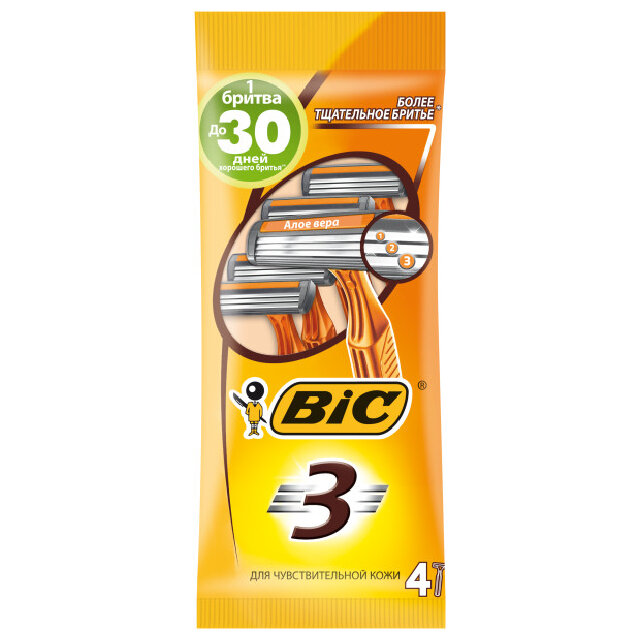 BIC 3 Sensitive набор одноразовых станков для бритья 4 шт для чувствительной кожи