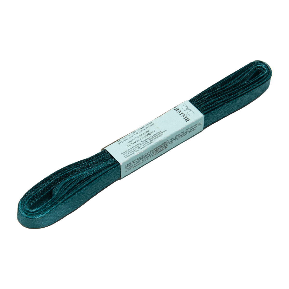 Лента атласная 6 мм 10 шт по 5.4 м "Gamma" AL-6P №527L(18-4728) т. зеленый