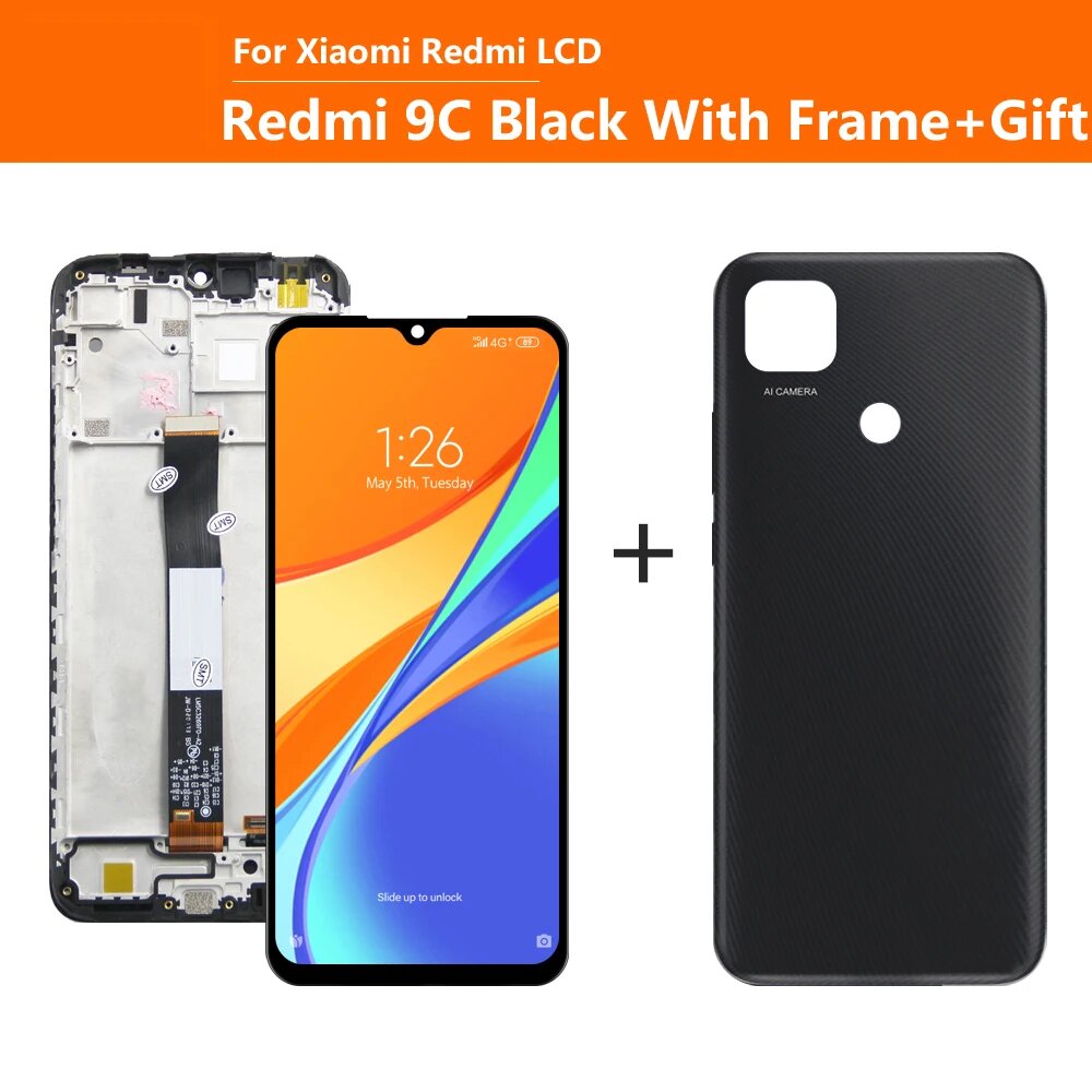 6,53-дюймовый ЖК-дисплей для Xiaomi Redmi 9A, ЖК-дисплей с цифровым преобразователем 9C With Frame