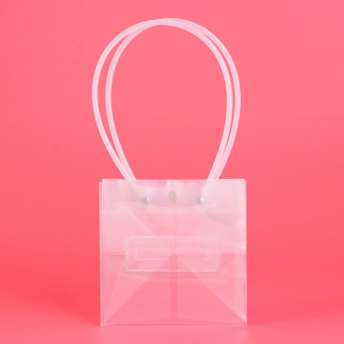 Пакет подарочный с квадратным дном, прозрачный, 13×13×13 см