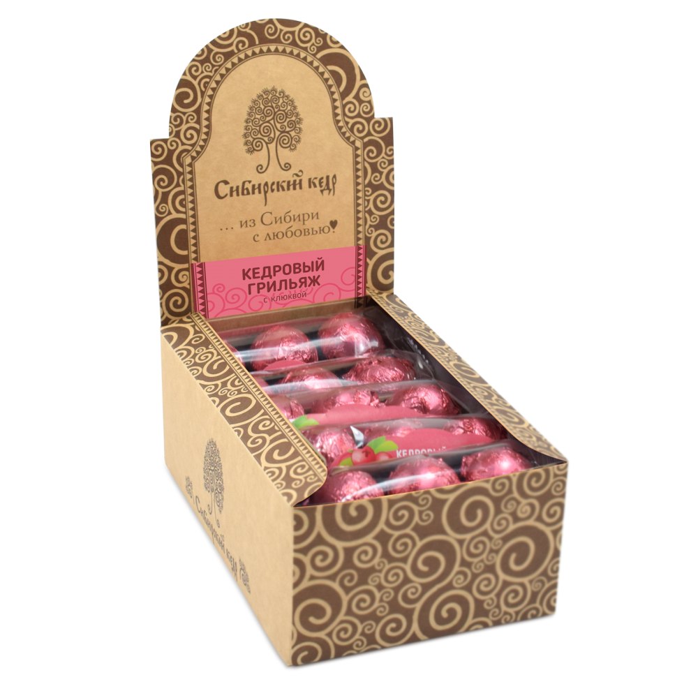 Кедровый грильяж клюква в шоколадной глазури 400 гр шоу бокс