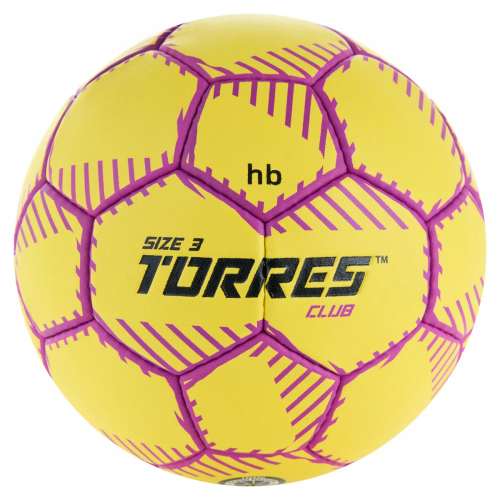 Мяч гандбольный Torres Club, H32433, р.3, ПУ, 5 подкладочных слоев, ручная сшивка, желтый