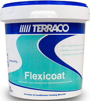 Гидроизоляционная Мастика Terraco Flexicoat 4кг Белая, ГГотовая, Акриловая, Эластичная, Однокомпонентная.