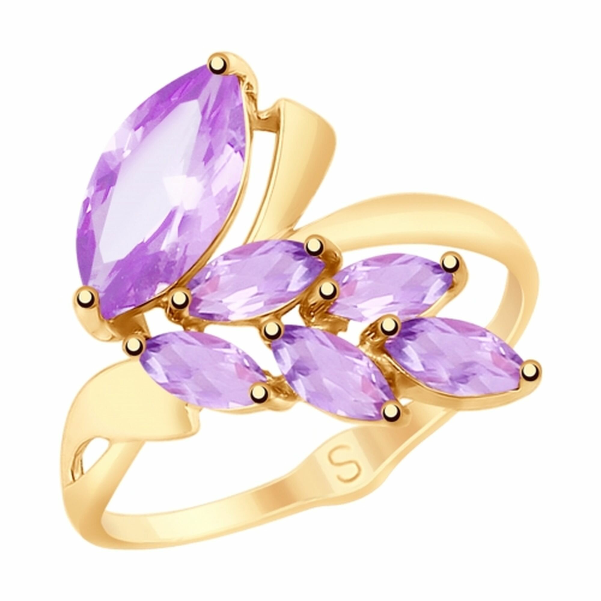 Кольцо, красное золото, 585 проба, аметист