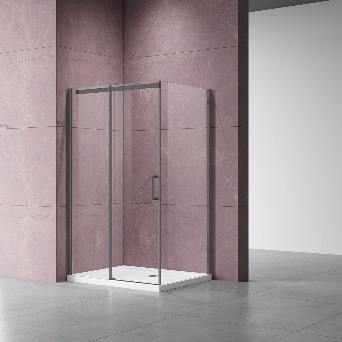 Душевой уголок Vincea Дайс (Dice) VSR-4D9013CLGM, 1300*900, вороненая сталь, стекло прозрачное