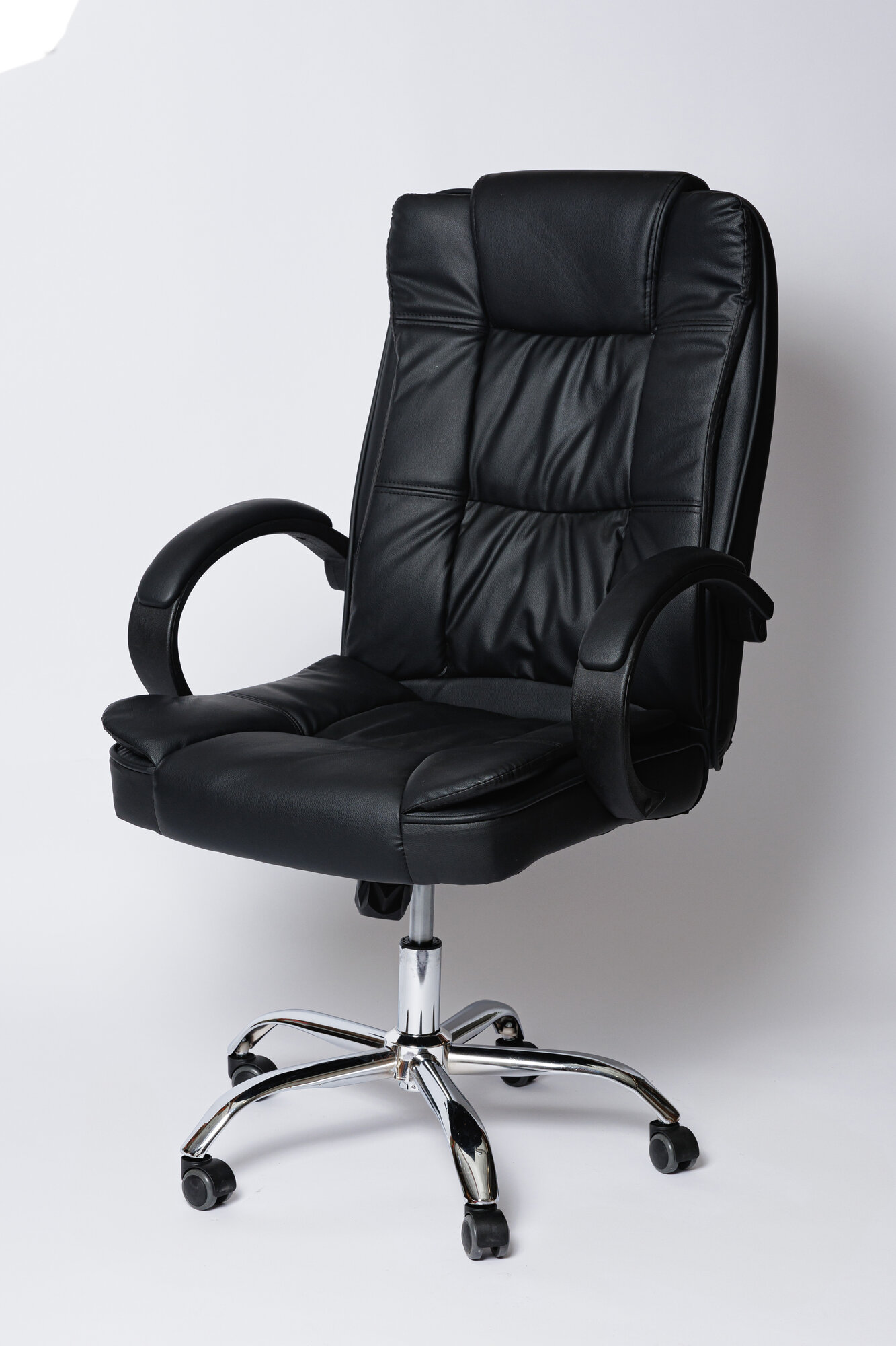 Кресло офисное Симпл-Офис FO-5128, экокожа, с подголовником, черное