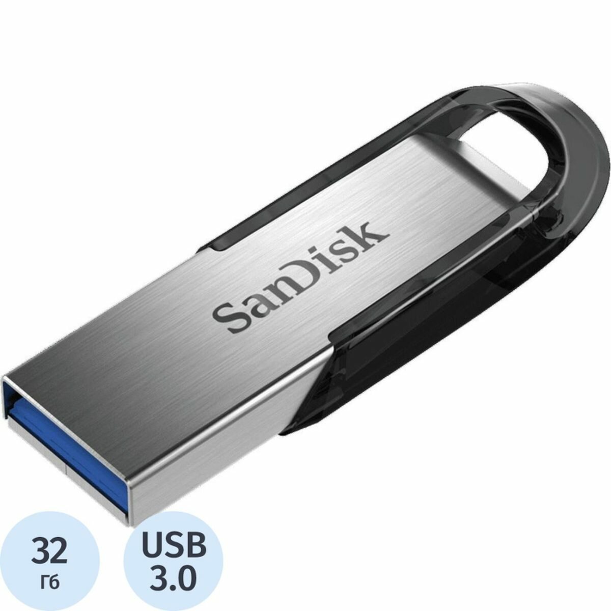 Флеш-память USB 32Gb SanDisk Cruzer Ultra Flair, серебристый и черный (SDCZ73-032G-G46)