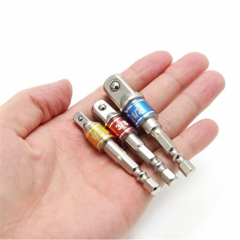 Адаптер для сверла, 3 ударных торцевых головки для квадратного гаечного ключа + 3 держателя для отверток с шестигранным хвостовиком 1/4 дюйма + 1 угловая насадка для сверла 1/4 дюйма под углом 105 градусов