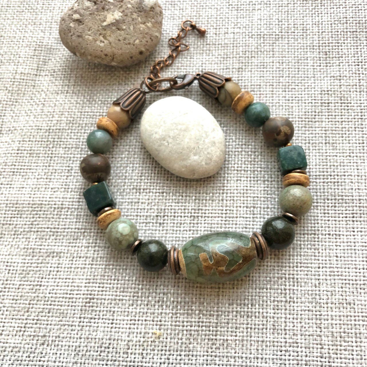 Браслет, агат, яшма, перламутр