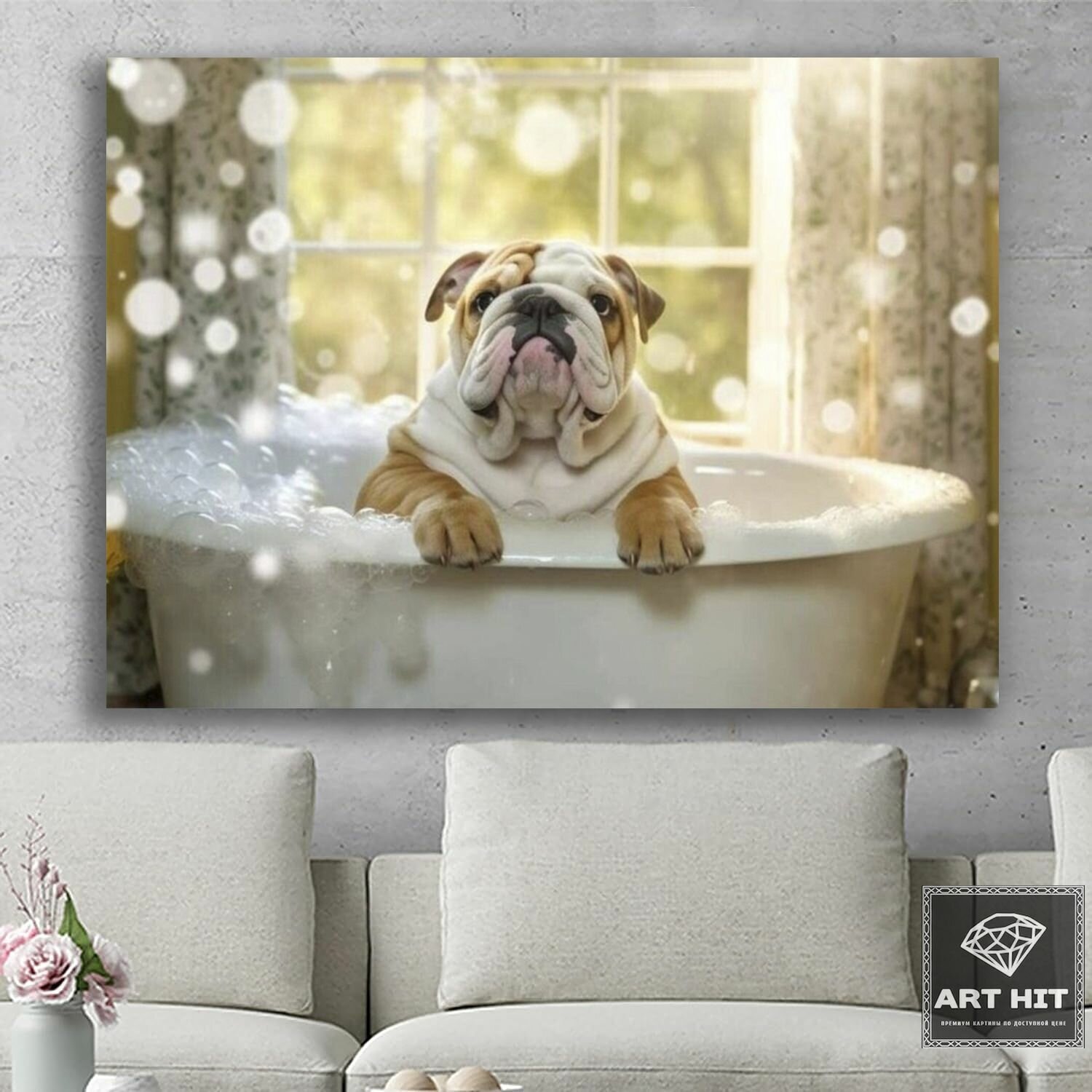 Картина в туалет, ванную комнату, Слон в ванной