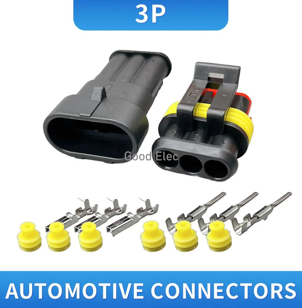 Водонепроницаемые автомобильные разъемы, 3-контактные, 15 см, 18AWG 2set 4pcs, 3P Without lines