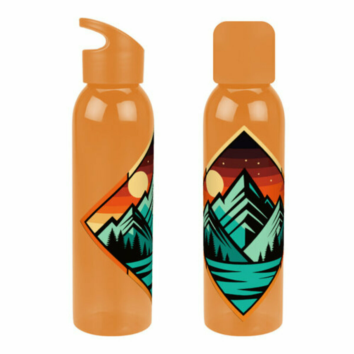 Бутылка для воды «Горы Геометрический принт» (оранжевый)