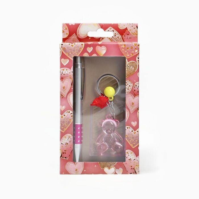 Набор подарочный канцелярский КНР 2 предмета: ручка, брелок-мишка