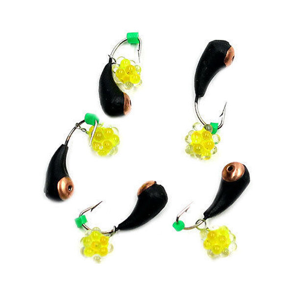 Мормышка вольфрамовая Yaman "Уралка с отверстием, медной коронкой, подвеской икринкой" (Медь/Салатовый), 1 г, d=4 мм Я-МР1586