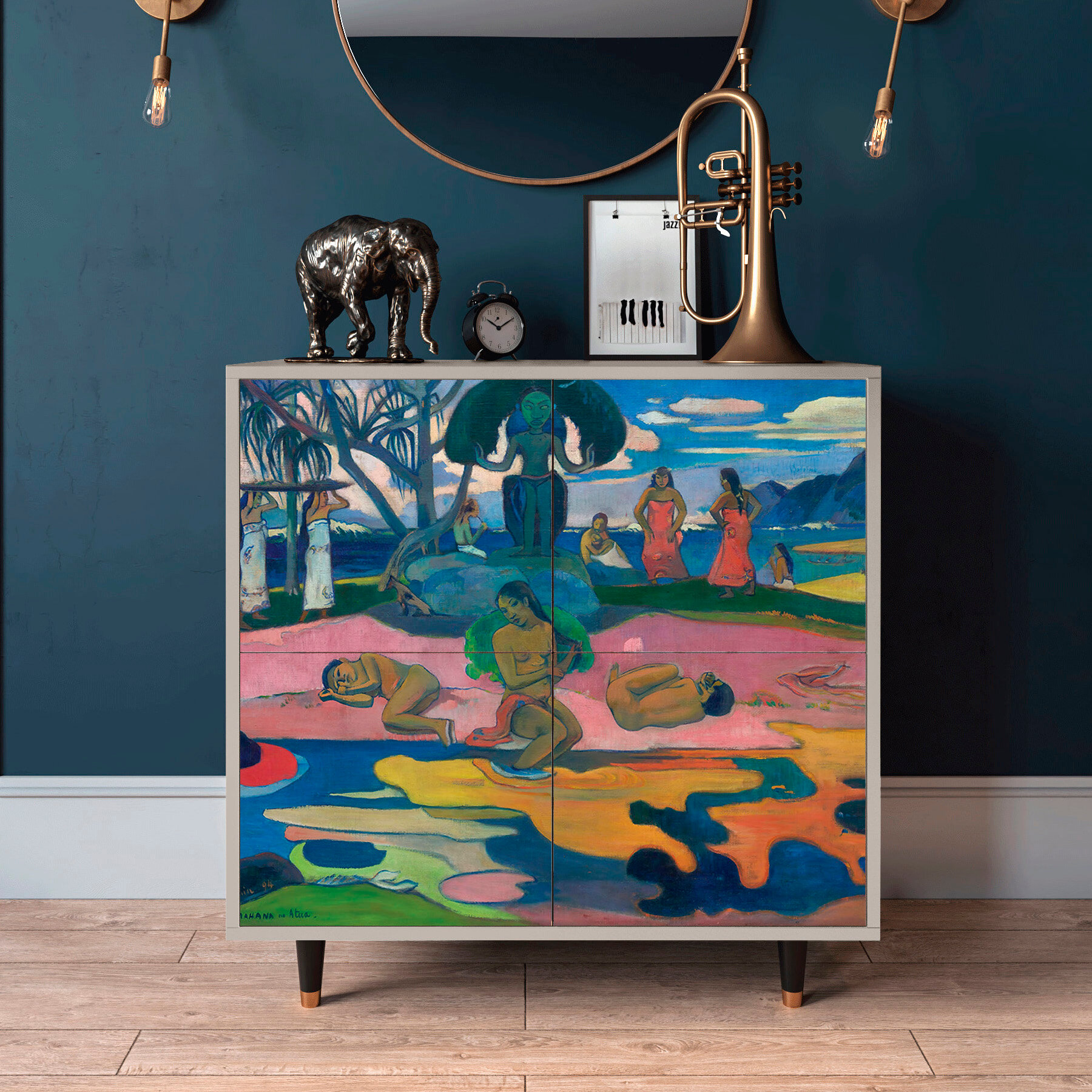 Комод - STORYZ - BS3 Day of the God by Paul Gauguin, Размер - 94 x 96 x 48 см, Цвет корпуса - Сатин