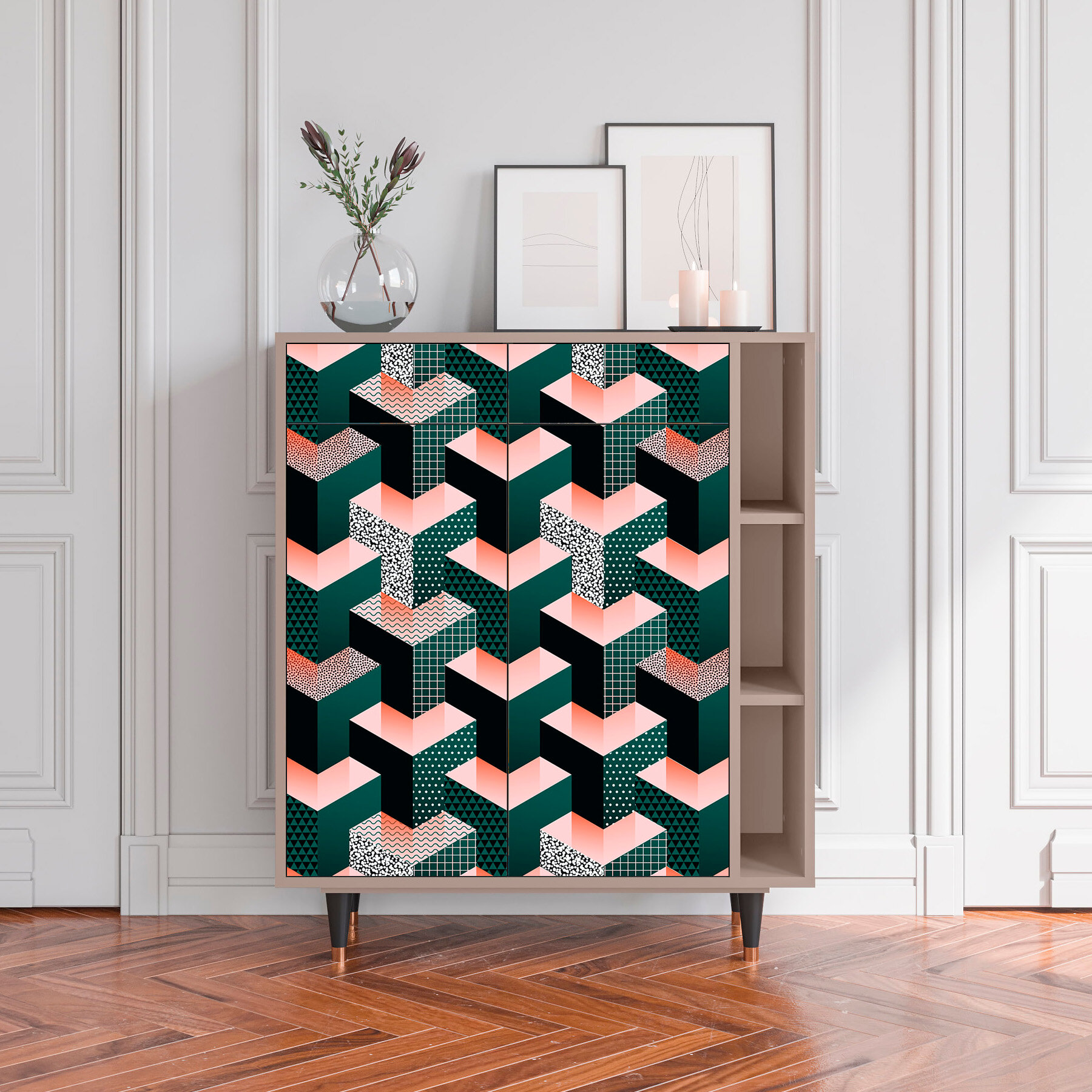 Комод - STORYZ - BS6 Geometric Madness, Размер - 94 x 110 x 41 см, Цвет корпуса - , Бежевый