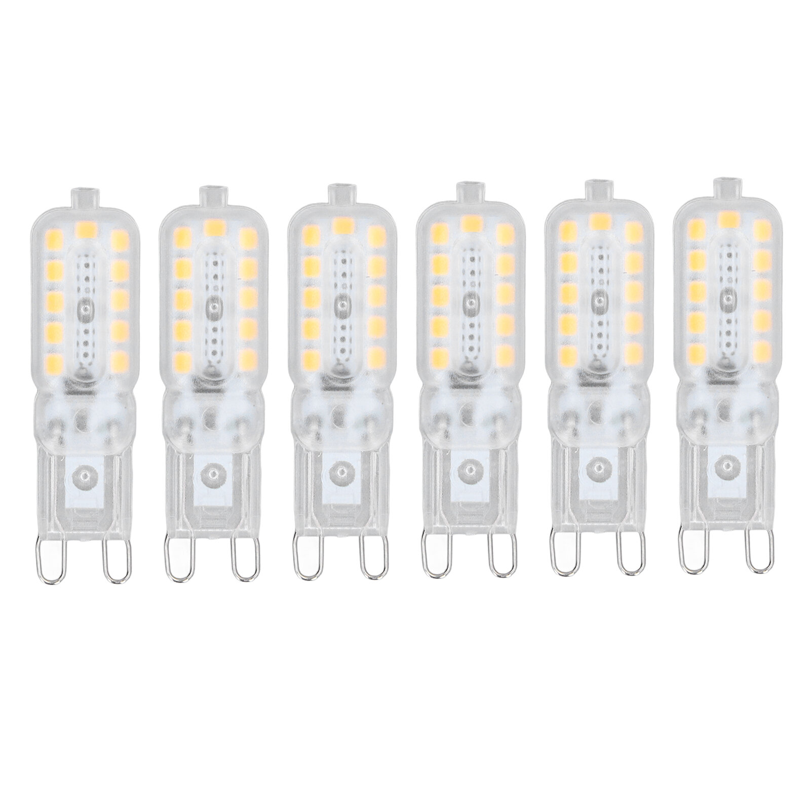 6pcs G9 Светодиодная лампочка 5 Вт Прозрачная крышка 22-й Dimlable G9 Light Light Bump для потолочного света Стена Стол Стол Свет Белый свет 220-240V