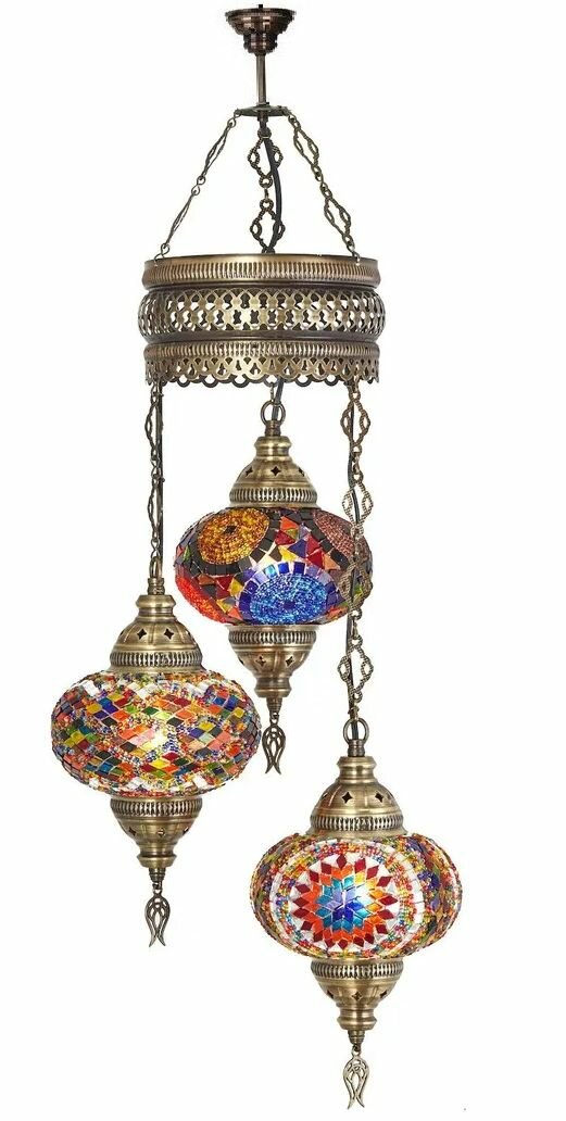 Турецкая мозаичная люстра, потолочный подвесной светильник, 3 больших глобуса декоративная лампа