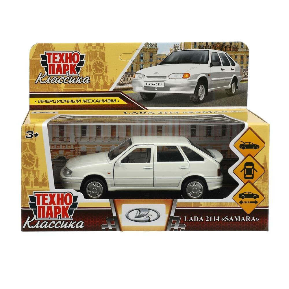 Машина металлическая, Лада -2114 Самара, 12 см. белый, Технопарк 2114-12-WH (72)
