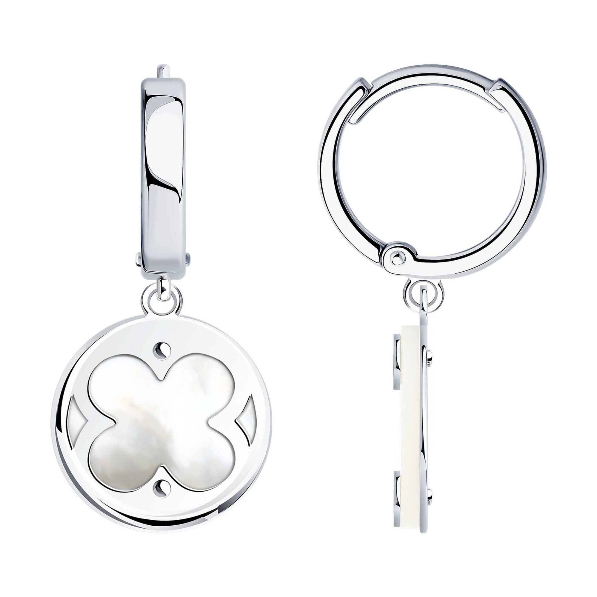 Серьги, серебро, 925 проба, родирование, перламутр