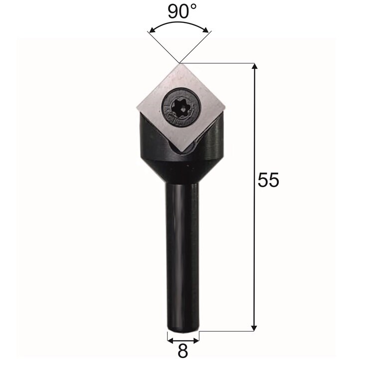 Фреза V-образная 90 градусов со сменными ножами D17,5 S8