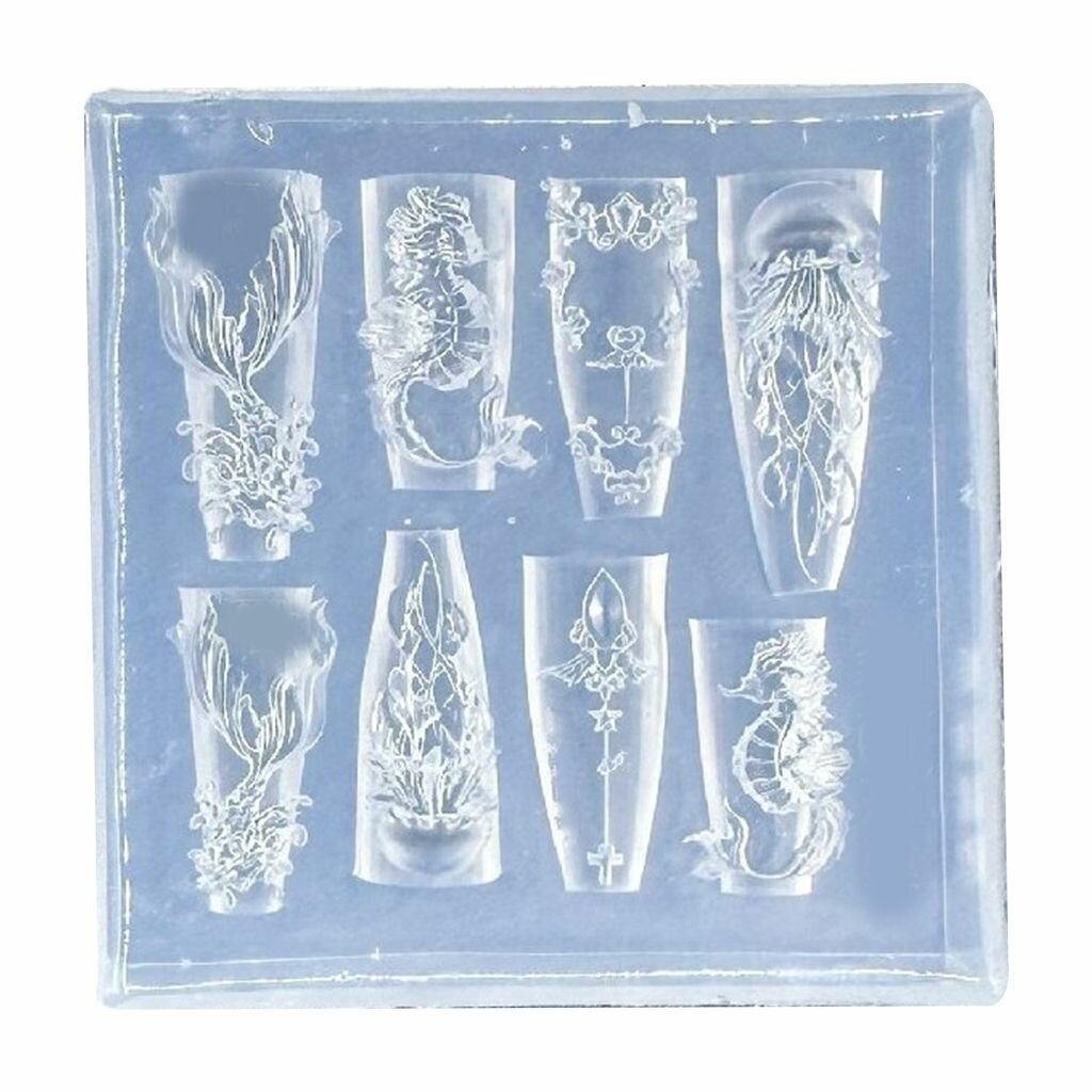 Силиконовый шаблон для нейл-арта с цветочными узорами и бантами, - Стиль 10