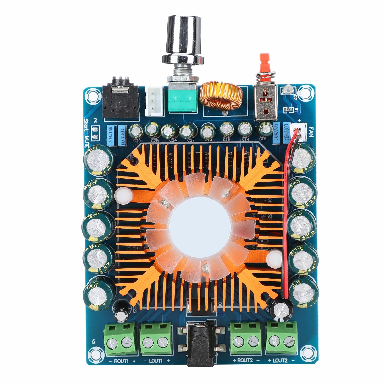 4-канальная плата усилителя HiFi мощностью 50 Вт, цифровое интеллектуальное охлаждение IC, модуль аудиоплаты HiFi большой мощности 4*50 Вт