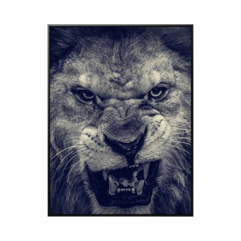Цифровая картина маслом с рисунком льва своими руками, Картина "Ярость льва", 40 см x 50 см, уровень сложности 1
