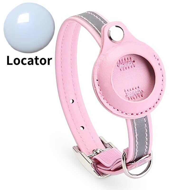 Reflective cat collar with airtag holder anti lost tracking gps tracker compatible neckband for indoor outdoor safety pink xs