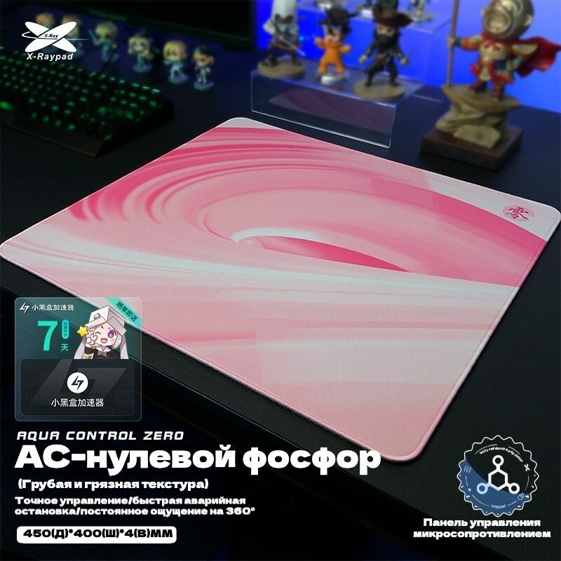 Игровой коврик для мыши X-Raypad Aqua Control Zero (AC0) с грубой текстурой для точного контроля в FPS и киберспорте