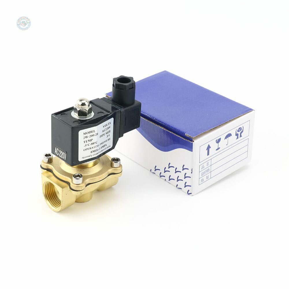 Электромагнитный клапан 2W AC220V, нормально закрытый, латунь, IP65, для воды воздуха масла, прямое действие, резьбовой подключение, диаметры DN8-DN32