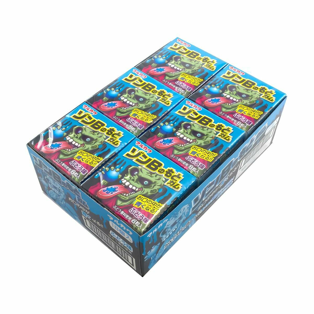 Жевательная резинка Marukawa Monsters Zom-bi Зомби Синий язык вкус содовой, блок 18 уп*8 шариков