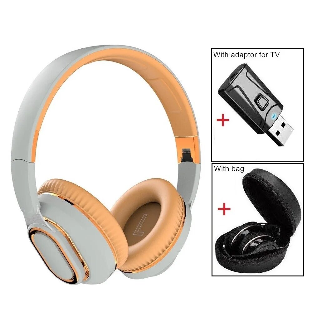 H7 Beige Bluetooth наушники с адаптером и сумкой