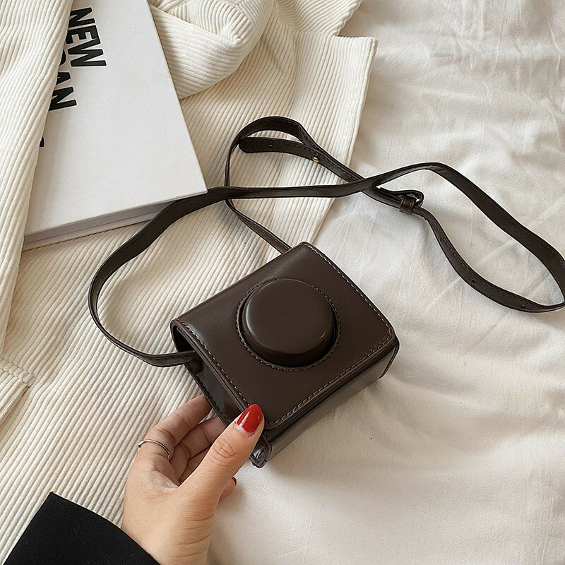 Очаровательная мини-сумка для детской камеры из PU-кожи в ретро-стиле для мальчиков и девочек, повседневное использование, цвет