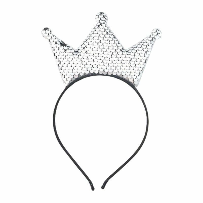 Детская повязка-корона с блестками-Серебристый