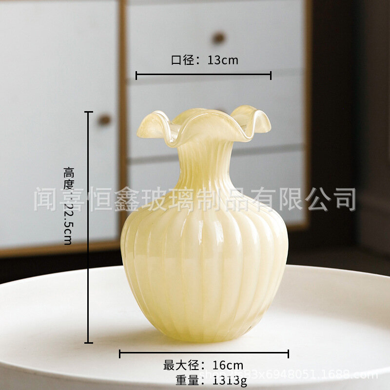 Винтажная стеклянная ваза Fenton цвета молочного нефрита для гостиной, цветочная композиция, нишевый высококачественный гидропонный декоративный вазон для свежих цветов