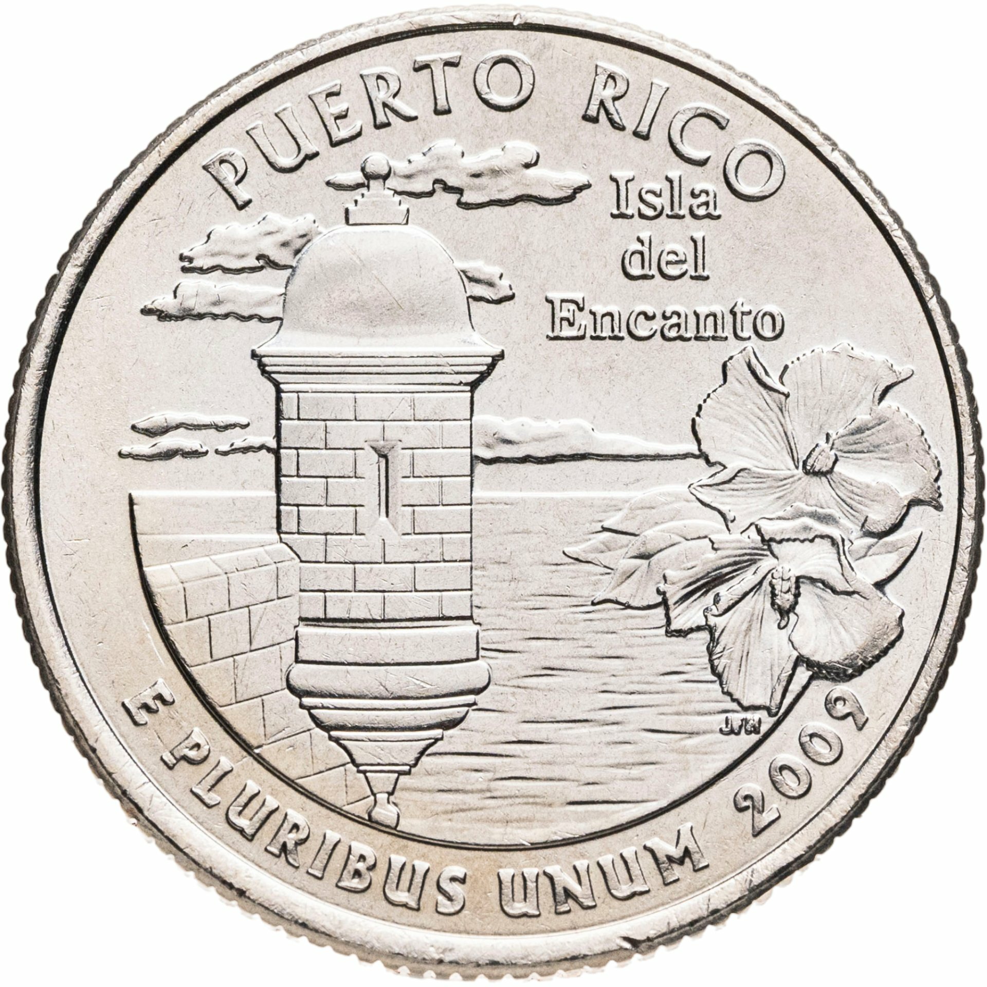 США 1/4 доллара квотер, 25 центов 2009 "Пуэрто Рико", знак монетного двора "D" - Денвер, Медь, в сохранности UNC