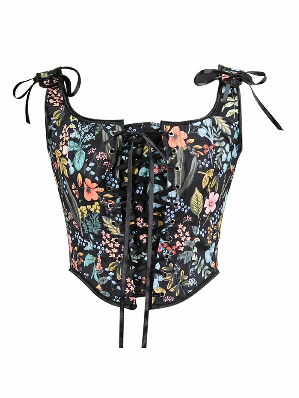 Женский винтажный корсет-топ с завязками, - L