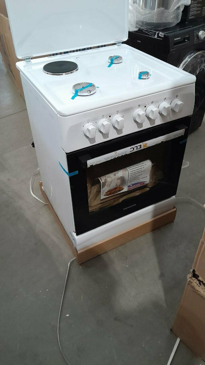 Плита комбинированная RENOVA SK6E-1ETDW белый, 3газ+1 электр. (Уценка)
