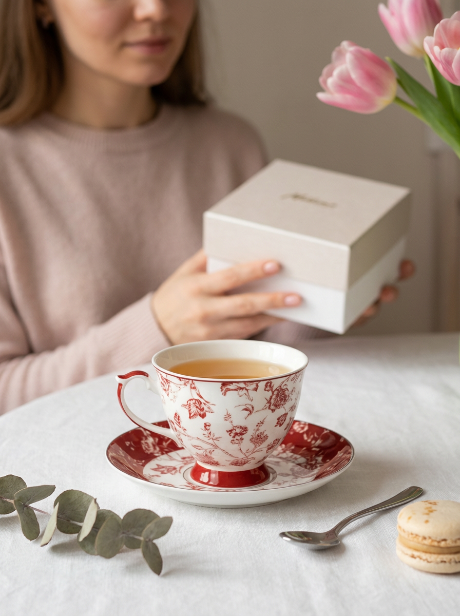 Чайная пара подарочная "Грёзы", чашка с блюдцем 220 мл, фарфор