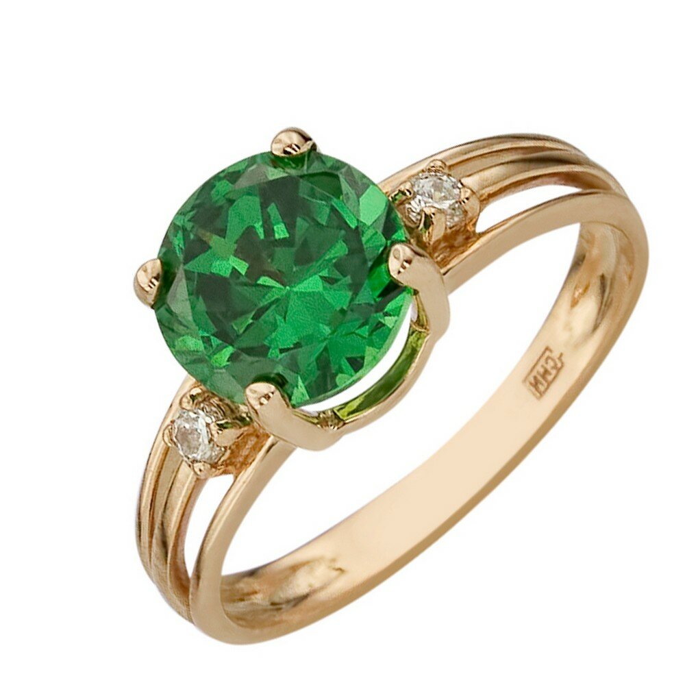 Кольцо, красное золото, 585 проба, изумруд