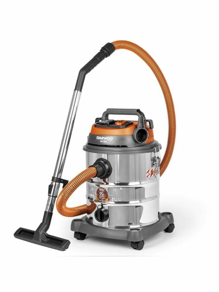 Строительный пылесос Daewoo DAVC 2514S, серебристый